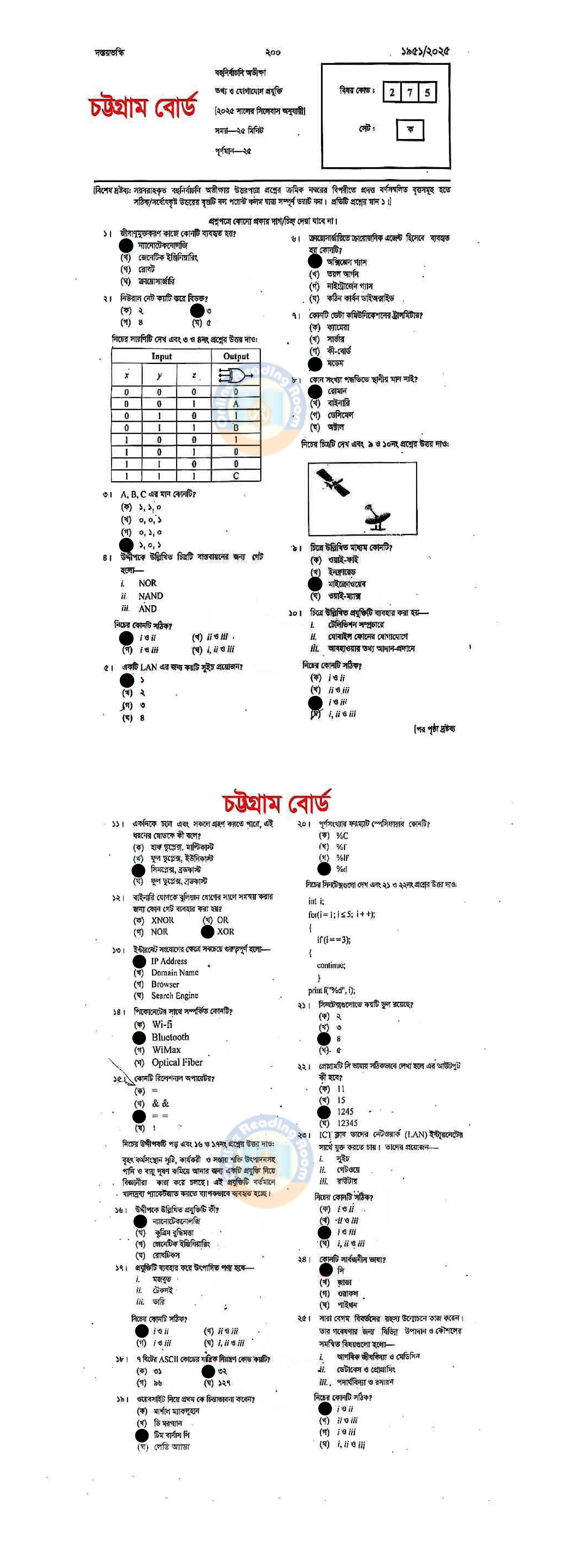 HSC 2025 ICT Question and Full Solution – Chattogram | এইচএসসি আইসিটি ...
